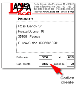 Informazioni codice cliente